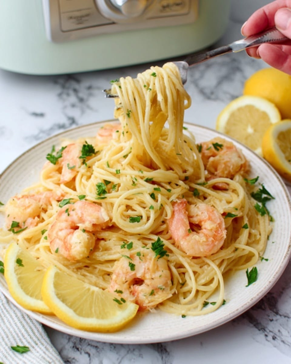 Slow Cooker Garlic Shrimp Pasta - Easy & Flavorful Dinner